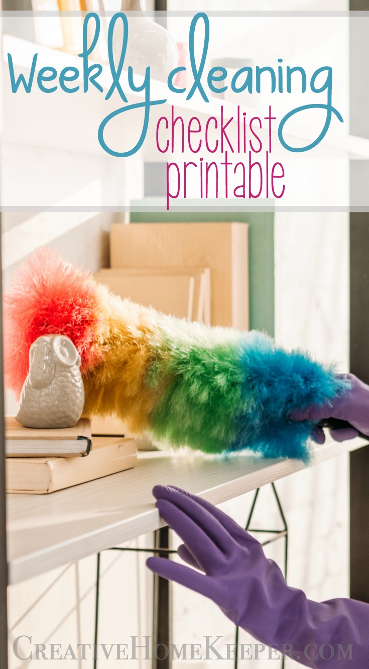 Weekly Cleaning Checklist {FREE printable} - Creative Home Keeper