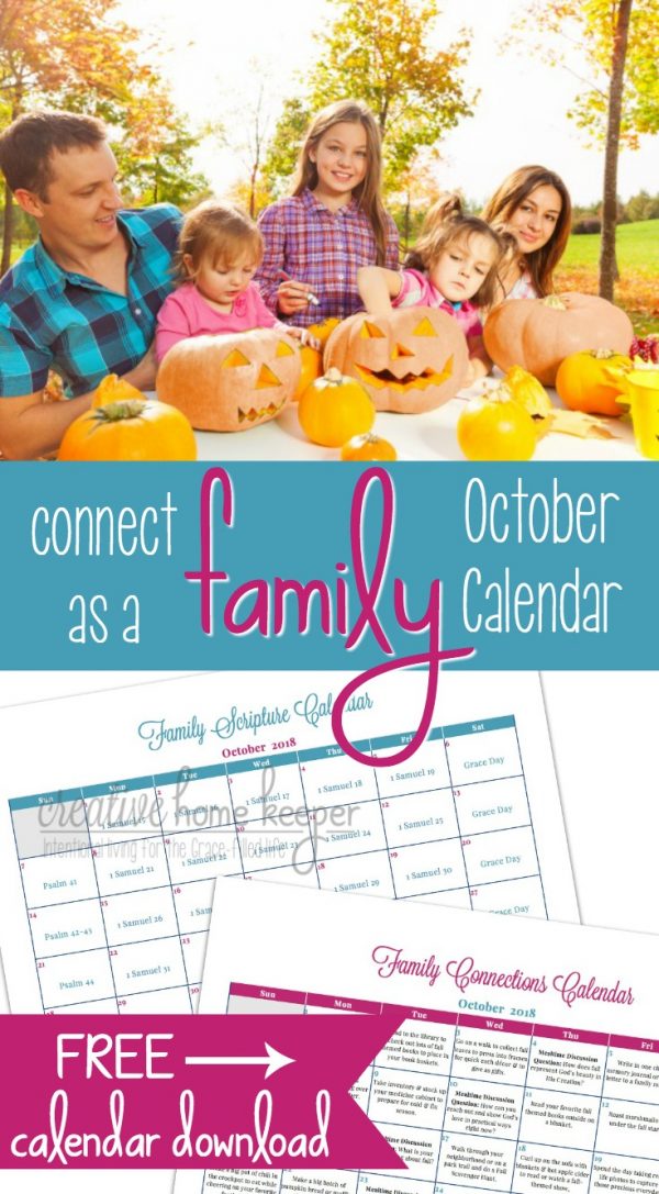 October Family Connections Calendar - Creative Home Keeper