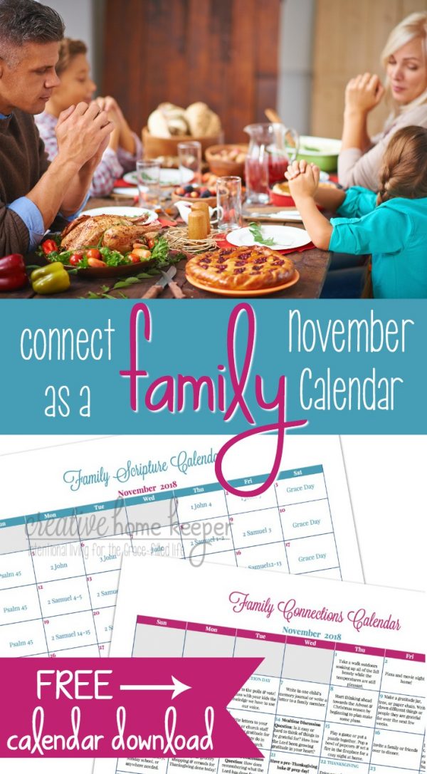 November Family Connections Calendar - Creative Home Keeper