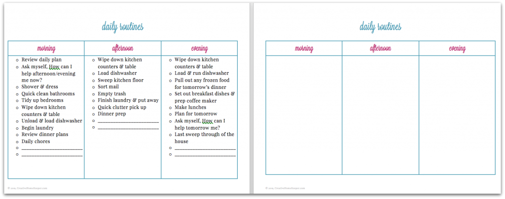 Creating A Daily Routine plus A FREE Printable Creative Home Keeper